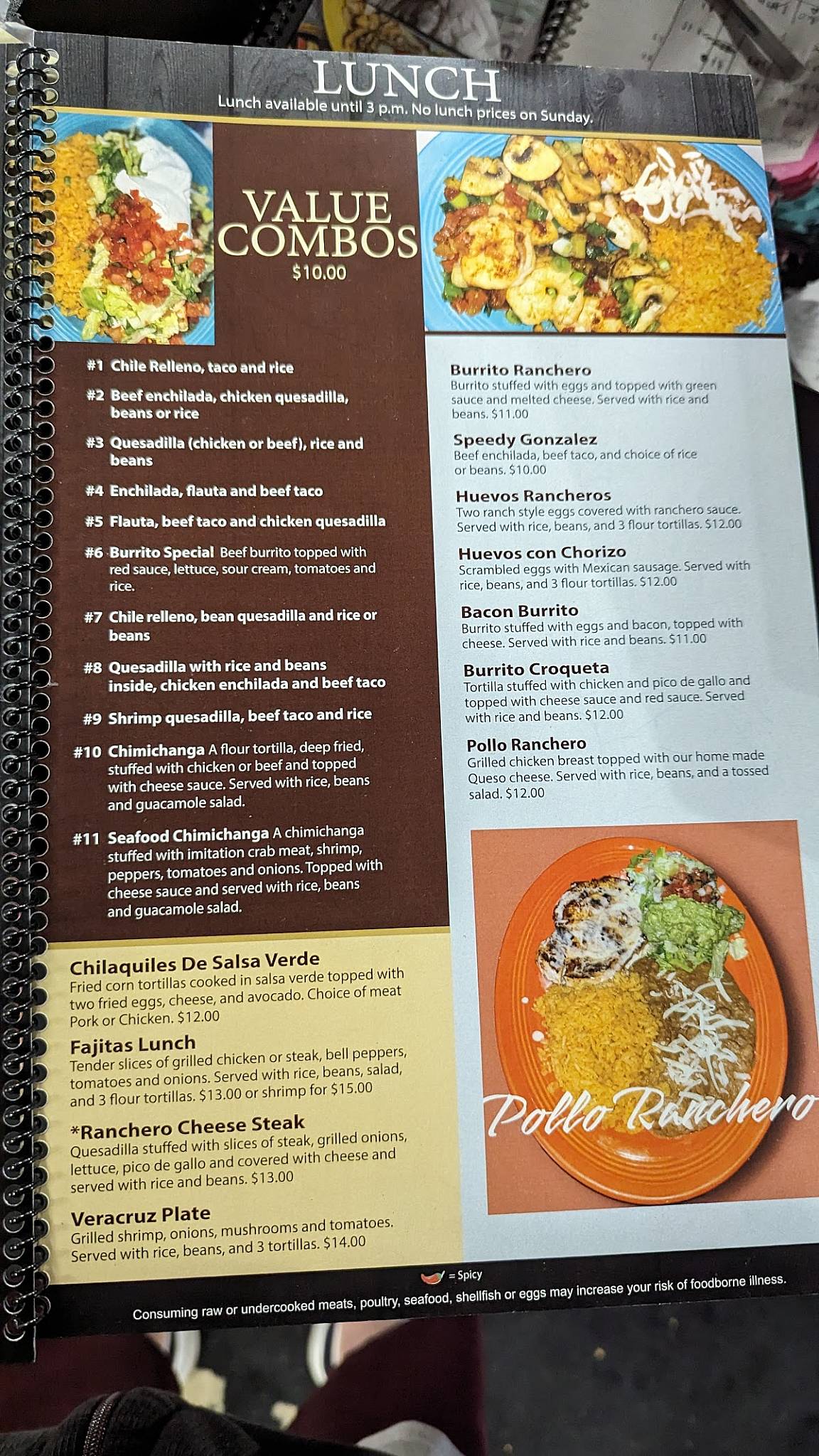 Menu at La Cantina restaurant, Cedarburg