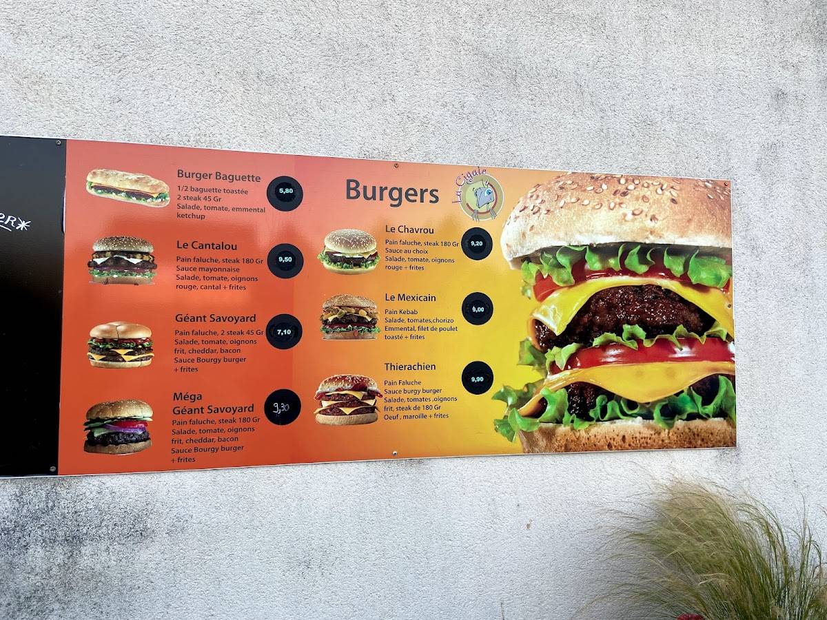 Menu au La Cigale fast food, Gauchy