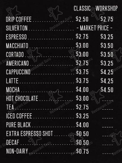 Menu at La Colombe Coffee Roasters cafe, Chicago, N Clark St