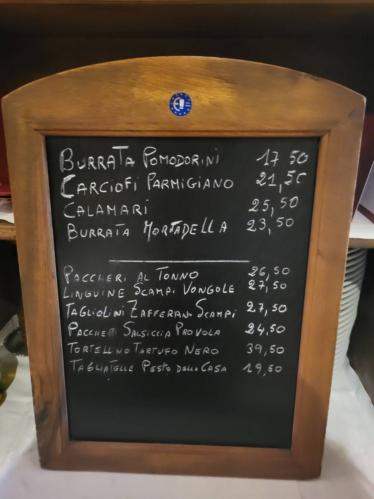 Menu at La Corte restaurant, Paris, 320 Rue Saint-Honoré
