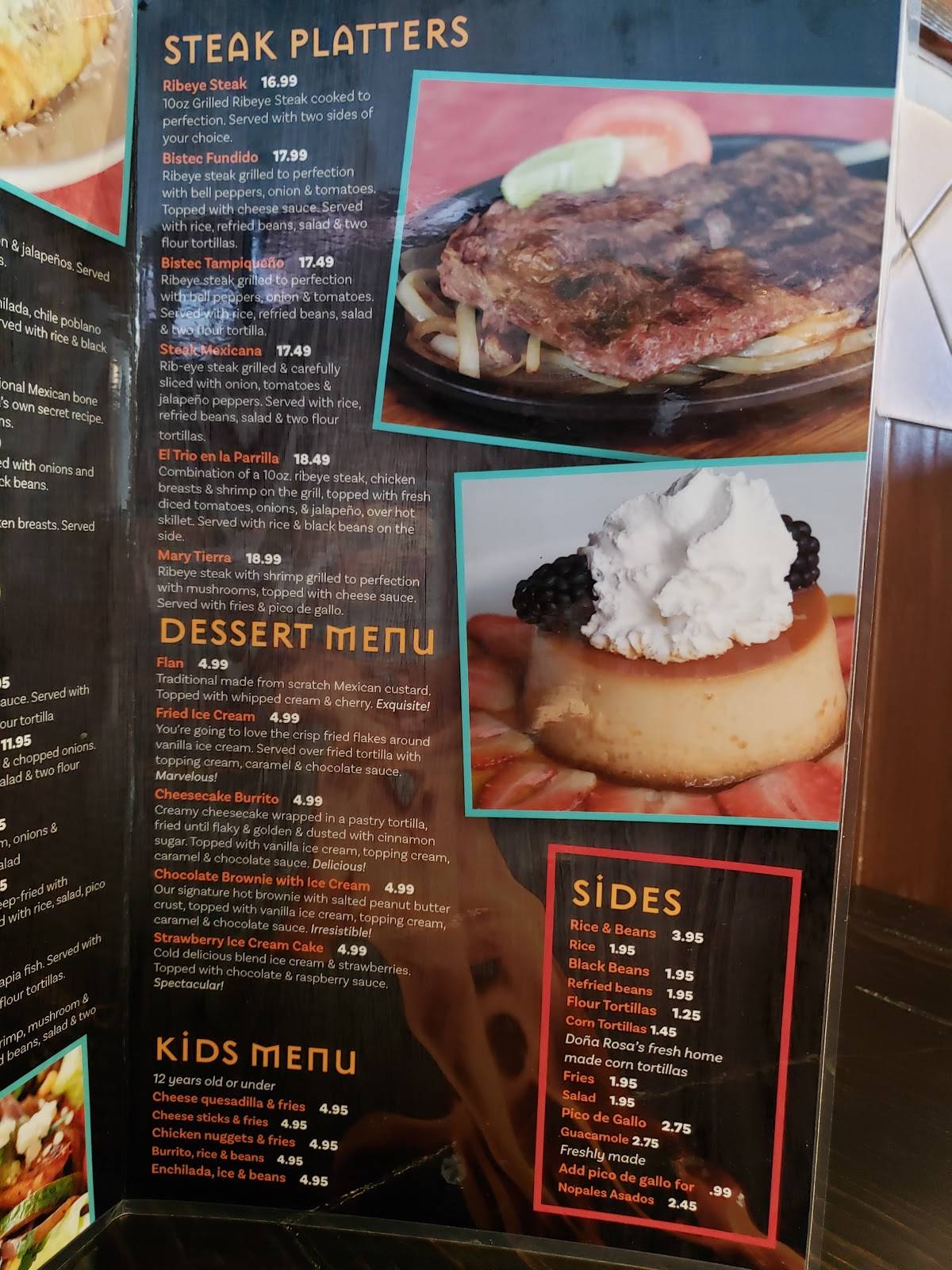 Menu at La Flama Mexican Restaurant, Snow Hill