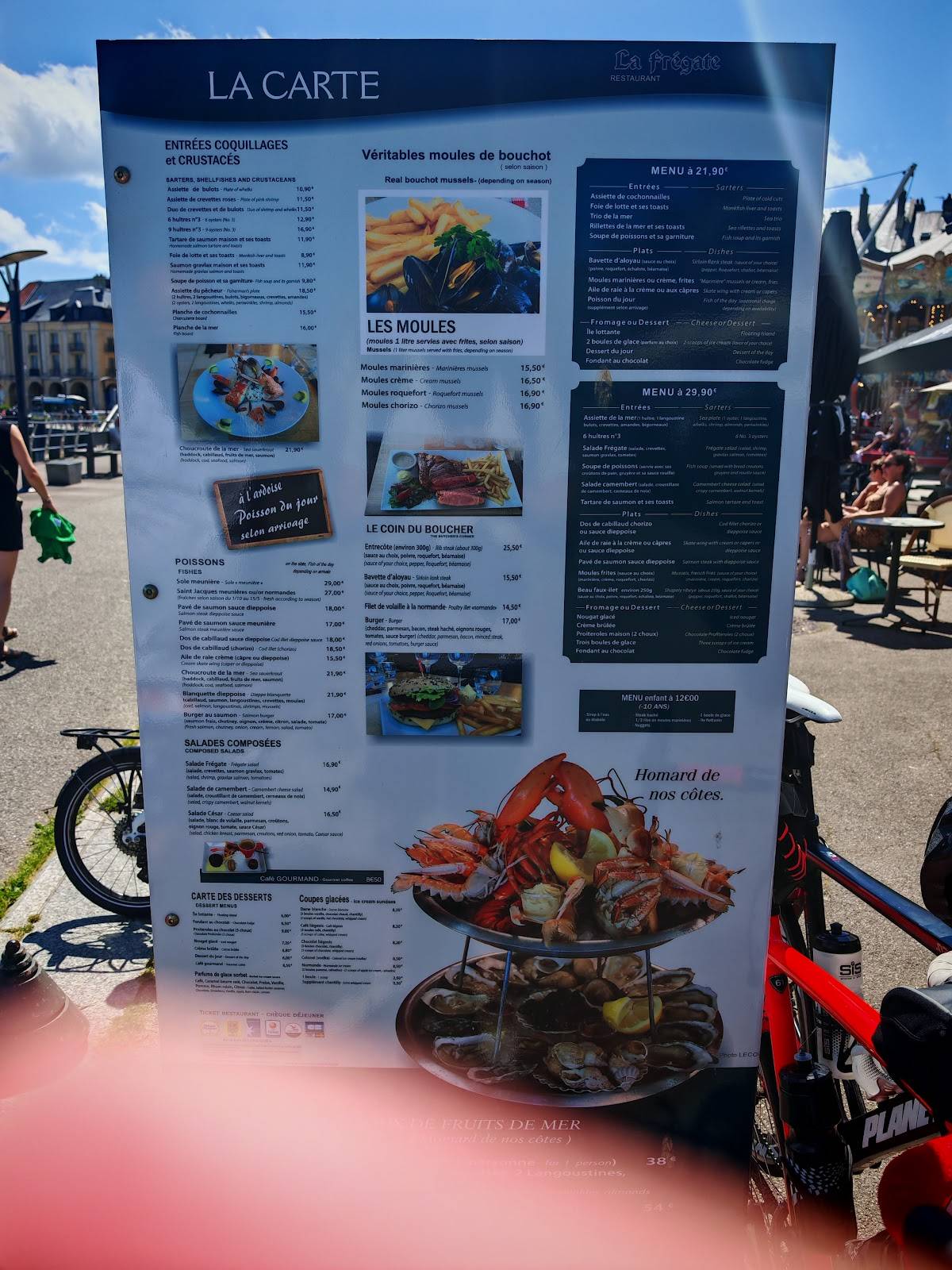 Menu au La Frégate restaurant, Dieppe, 23 B Quai Henri IV