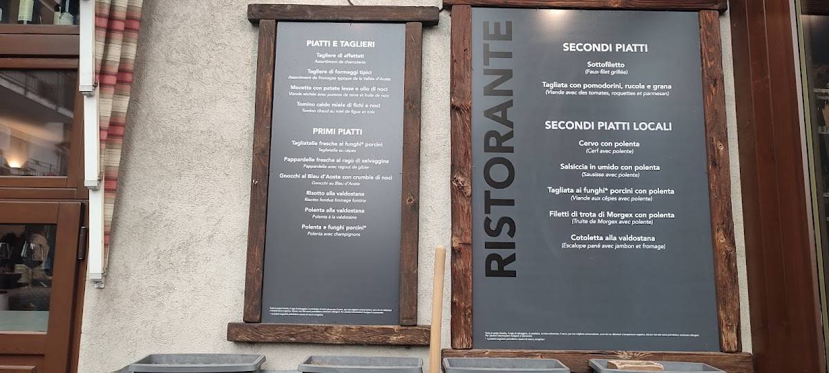 Carta del restaurante La Locanda, Morgex