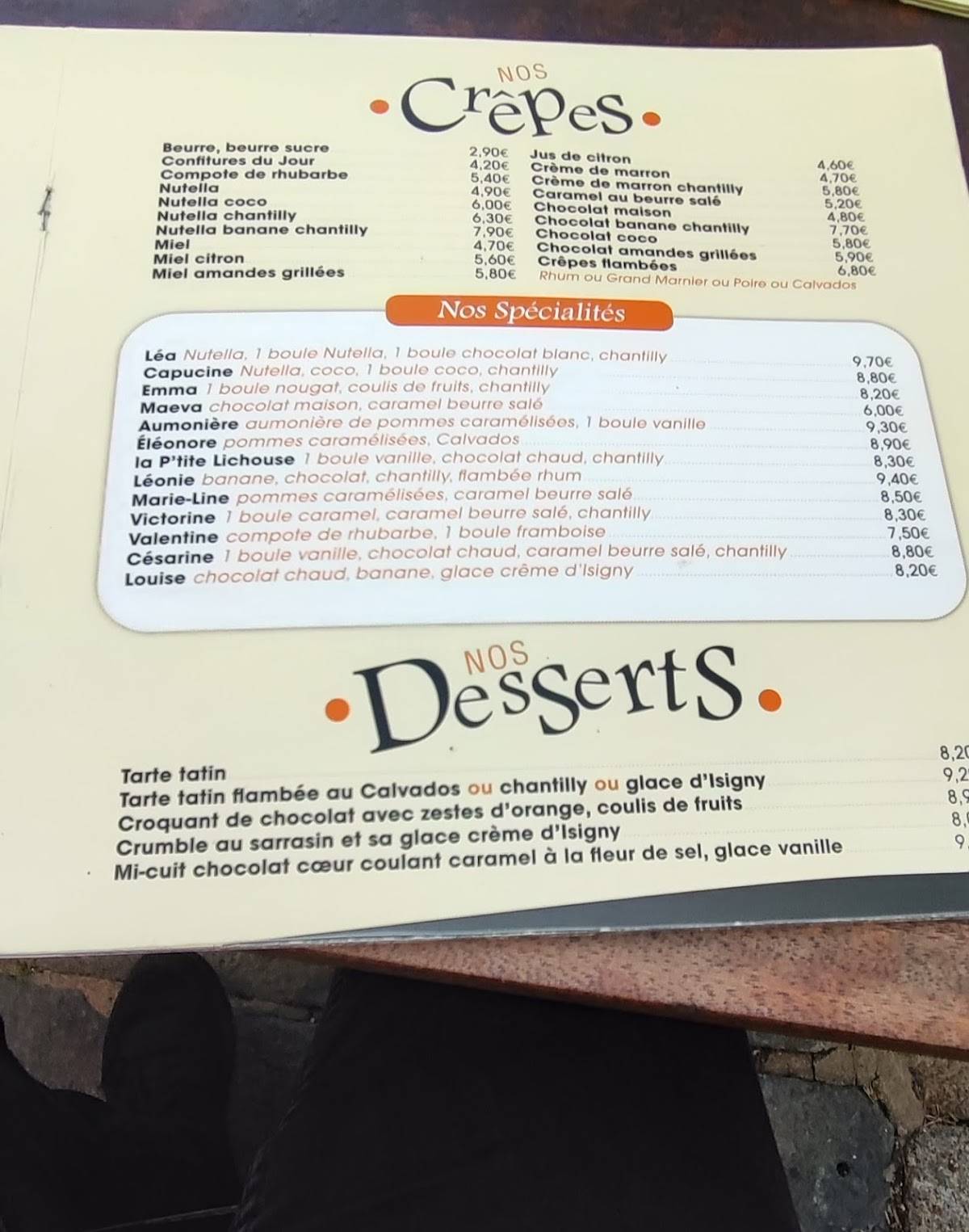 Menu au La Maison de Léa restaurant, Binic