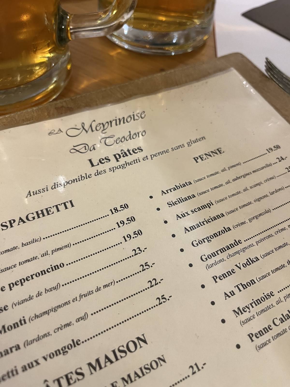 Menu at La Meyrinoise, Meyrin