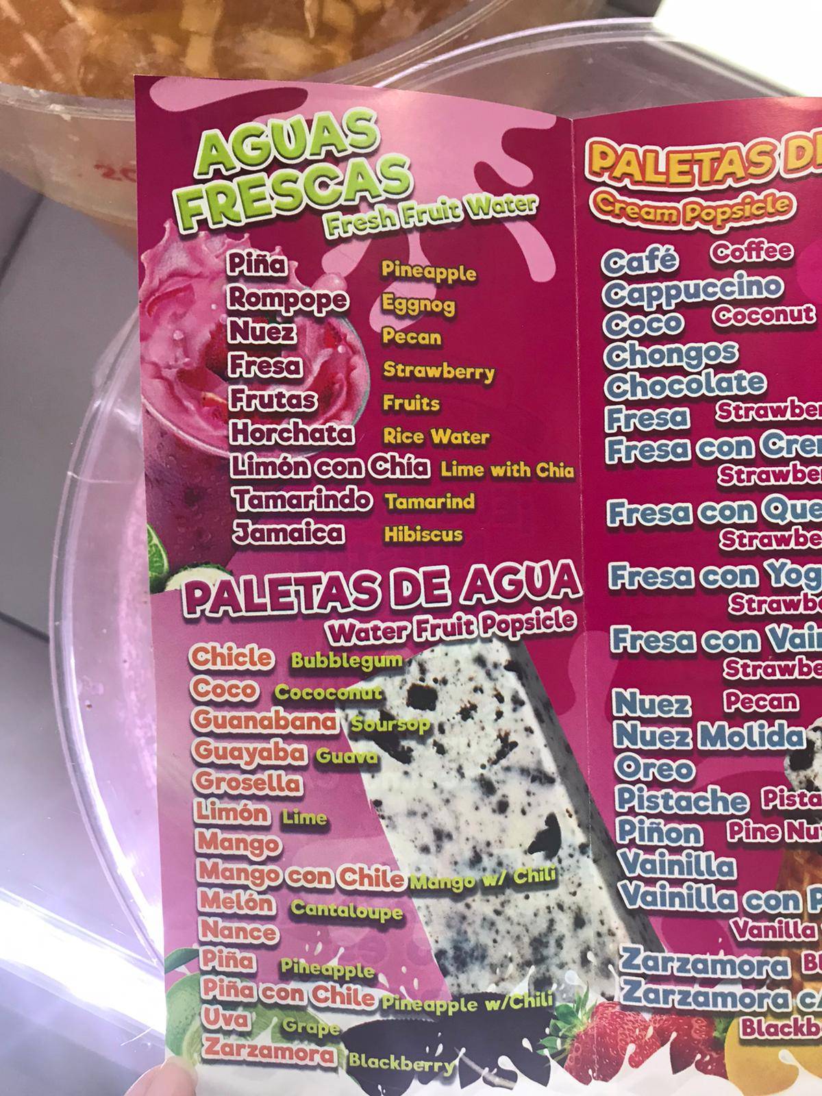 Menu at La Michoacana Pacoima "The Ice Cream Factory", Los Angeles, Van ...