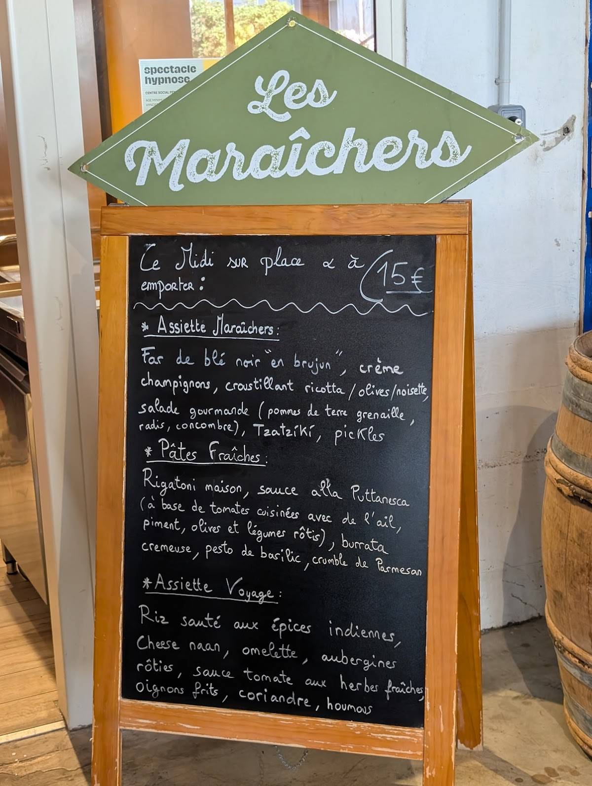Menu at La PAM restaurant, Brest