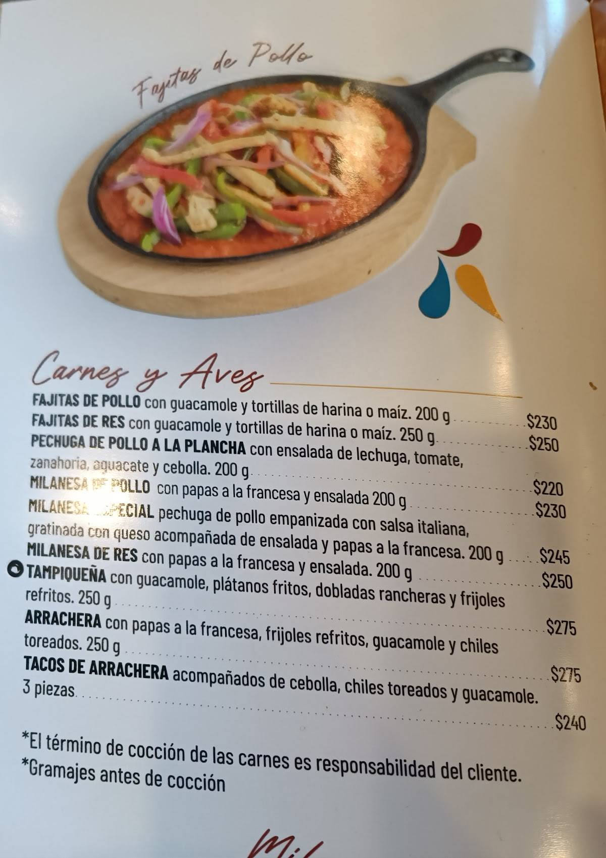 Carta del café La Parroquia del Veracruz, Campeche