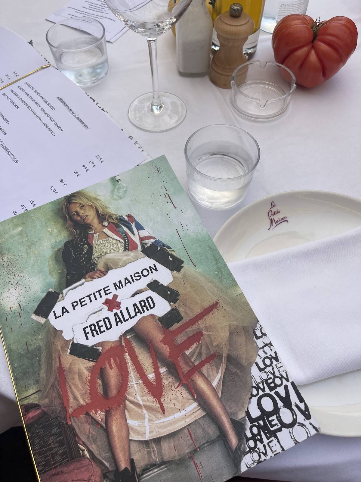 Menu at La Petite Maison restaurant, Nice