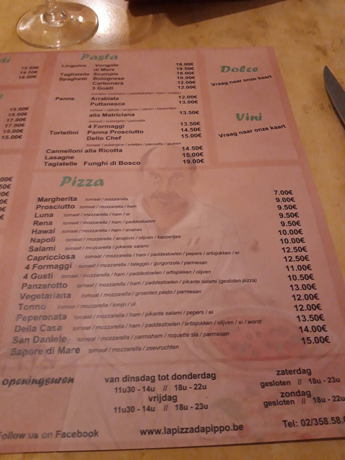 Menu at La Pizza da Pippo, Halle
