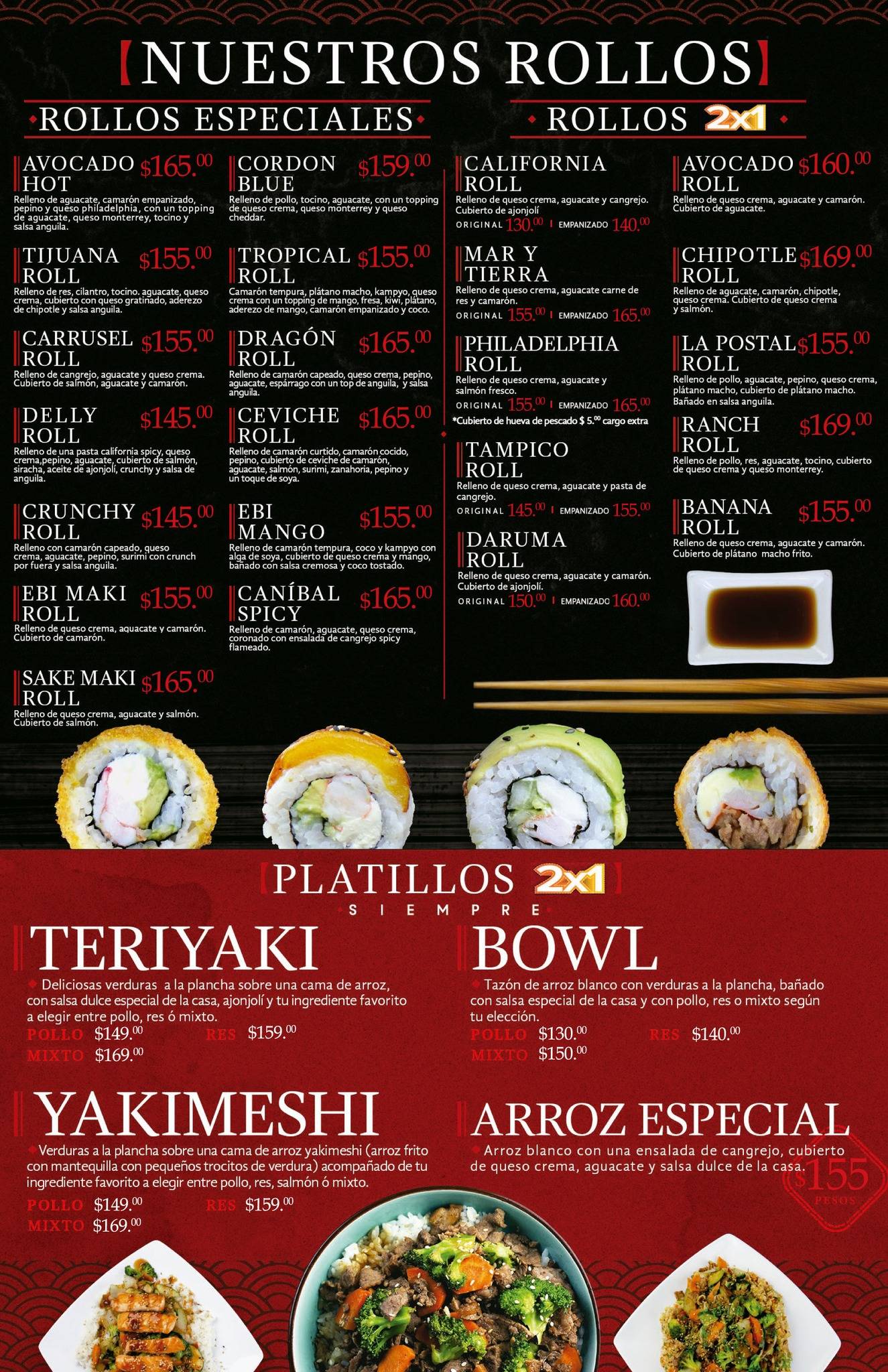 Carta del restaurante La Postal Teriyaki & Sushi Suc, Planetario, Tijuana