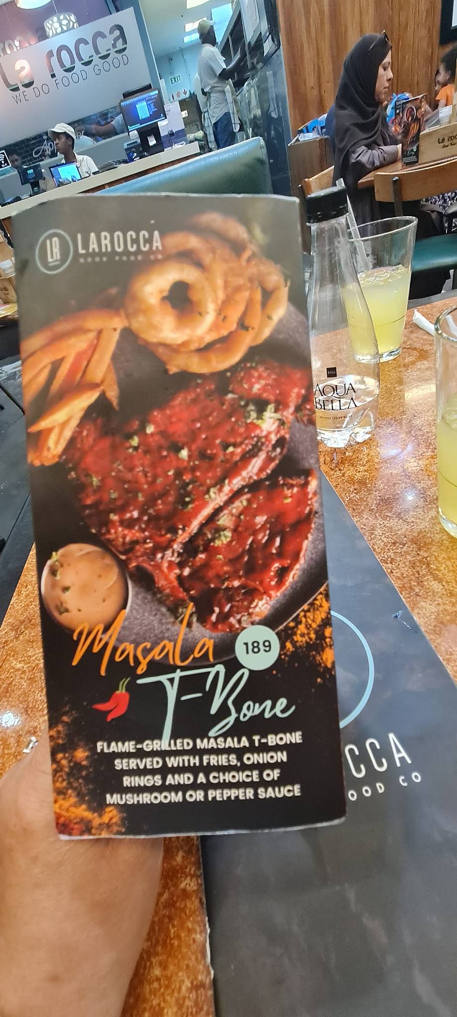 Menu at La Rocca restaurant, Cape Town