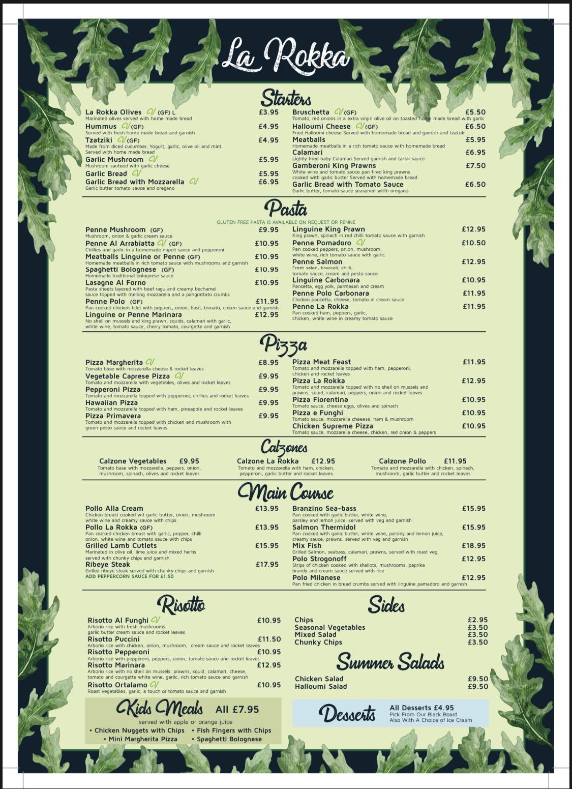 Menu at La Rokka Mediterranean Kitchen restaurant, Pontefract