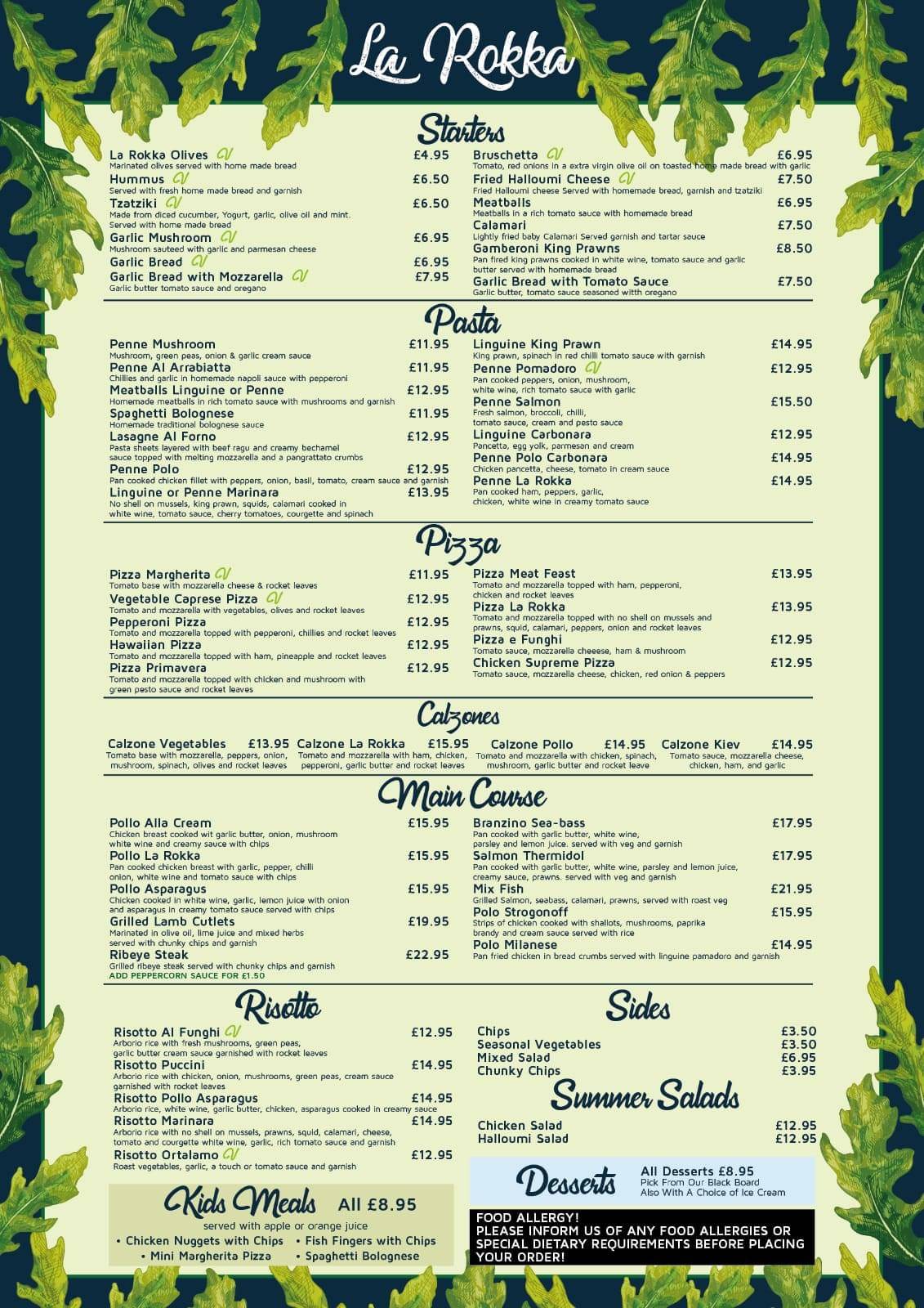 Menu at La Rokka Mediterranean Kitchen restaurant, Pontefract