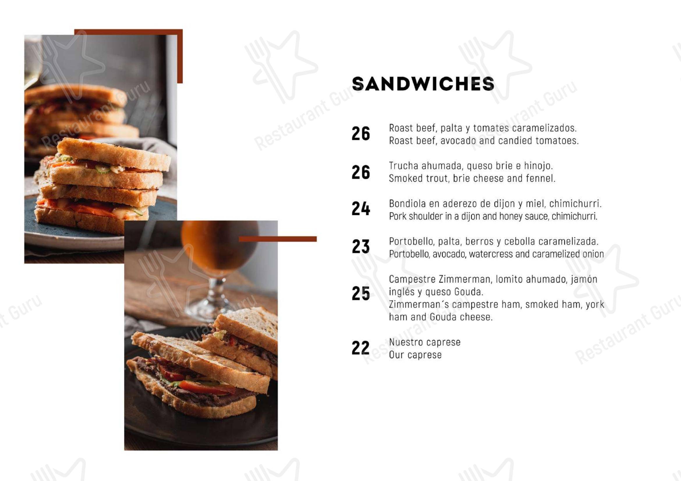Carta de cafetería La Rossenda - masa madre, Miraflores