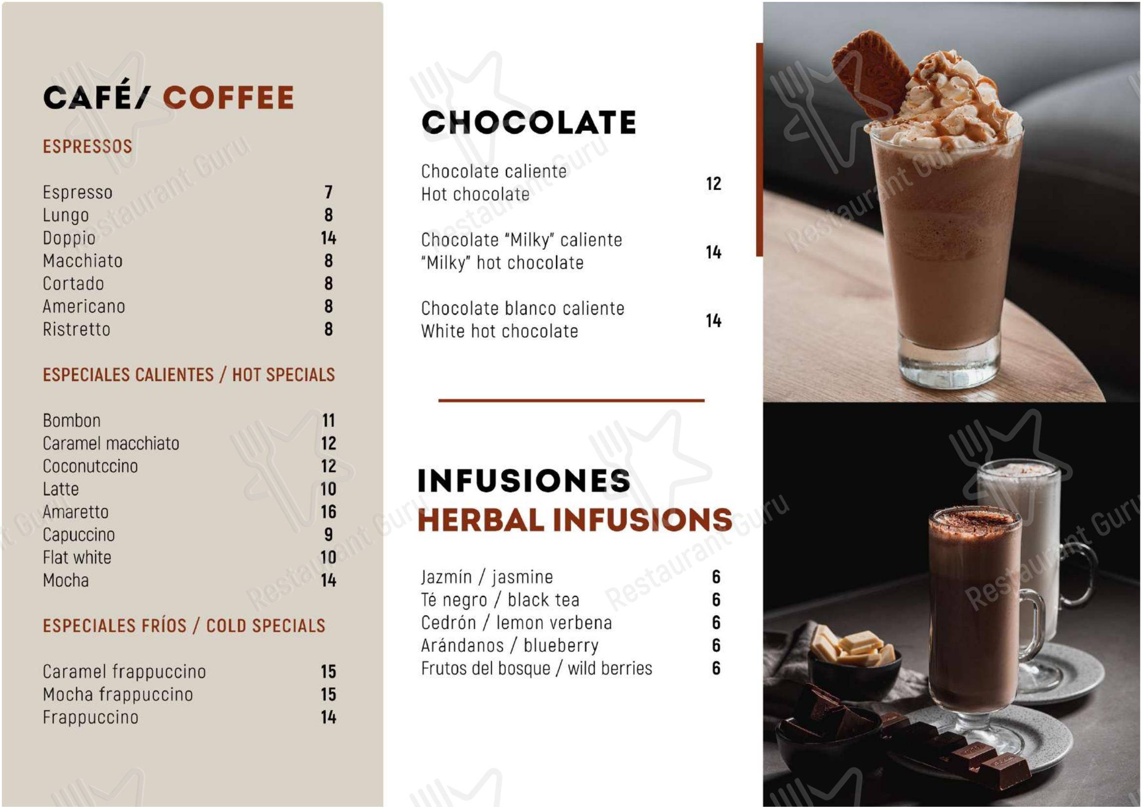 Carta de cafetería La Rossenda - masa madre, Miraflores