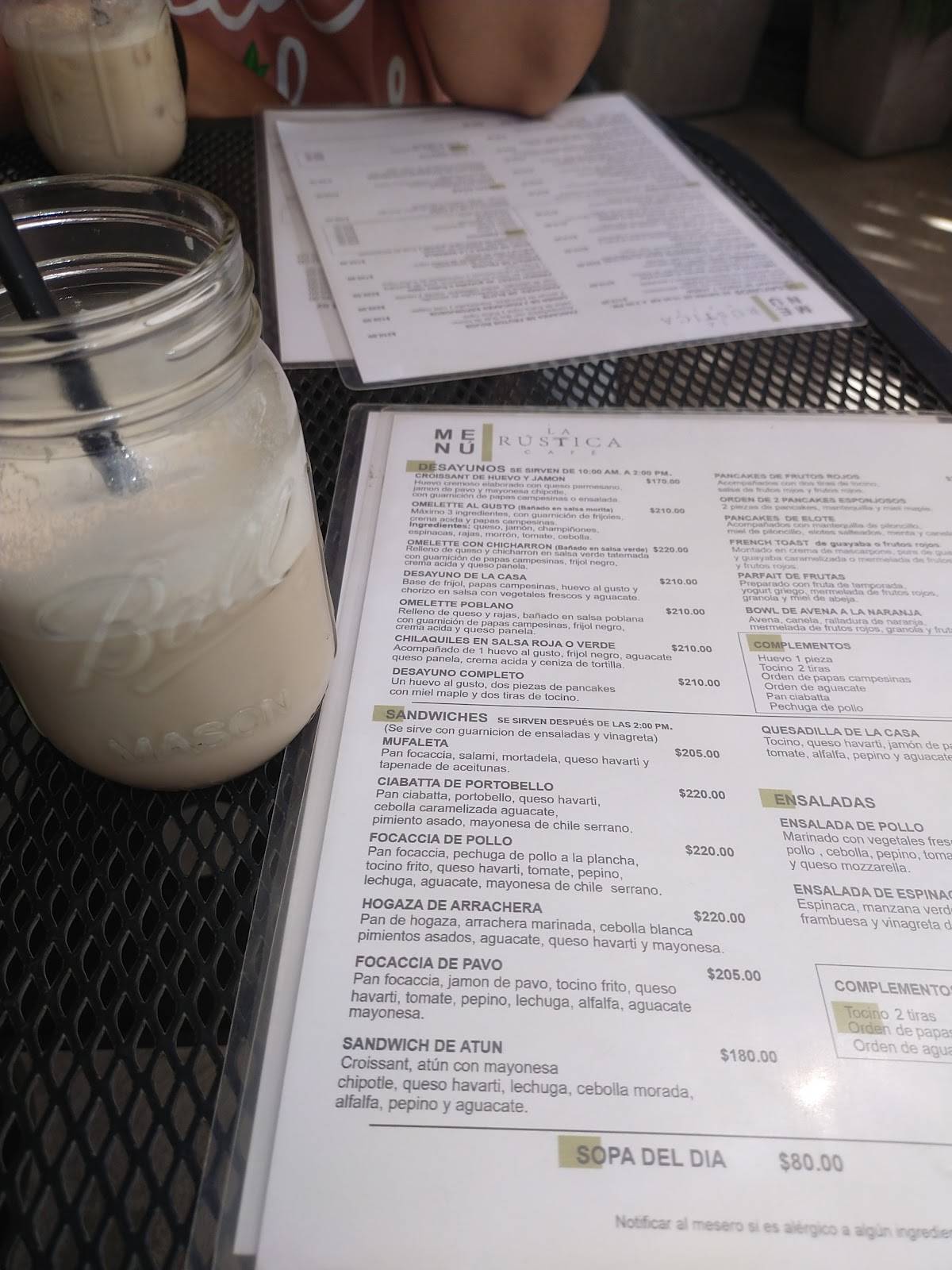 Carta de La Rustica Cafe, Tijuana, Av. Panamericana 8951