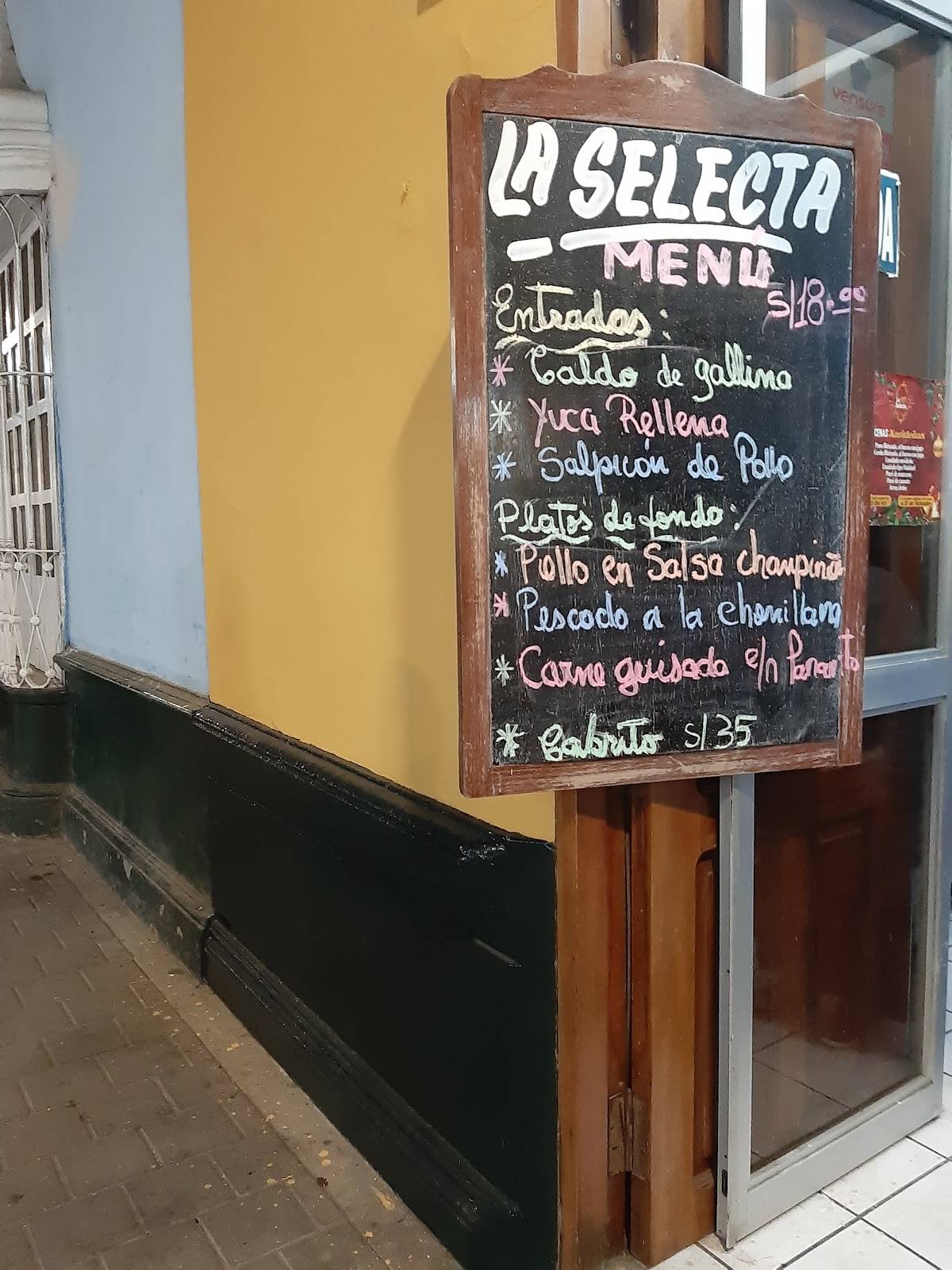 Carta del restaurante La Selecta, Trujillo
