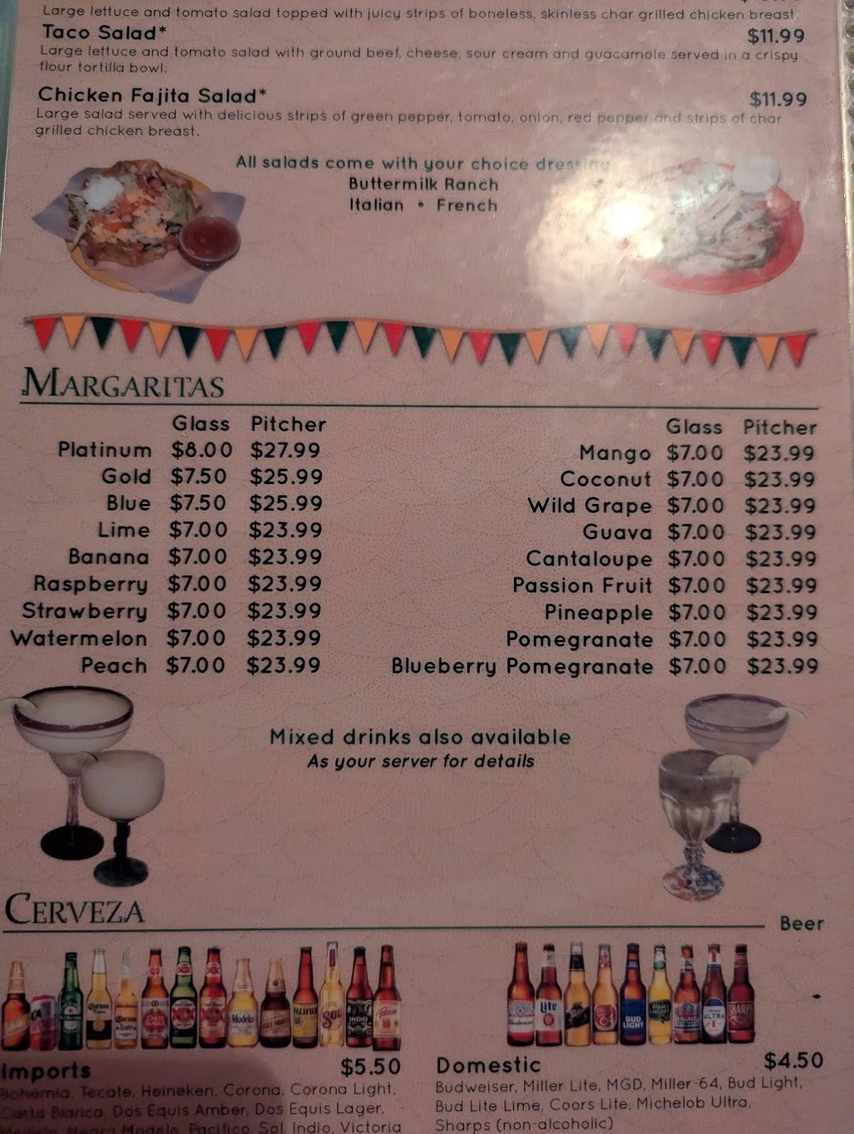 Menu at La Siesta Authentic Mexican Cuisine restaurant, Bradley