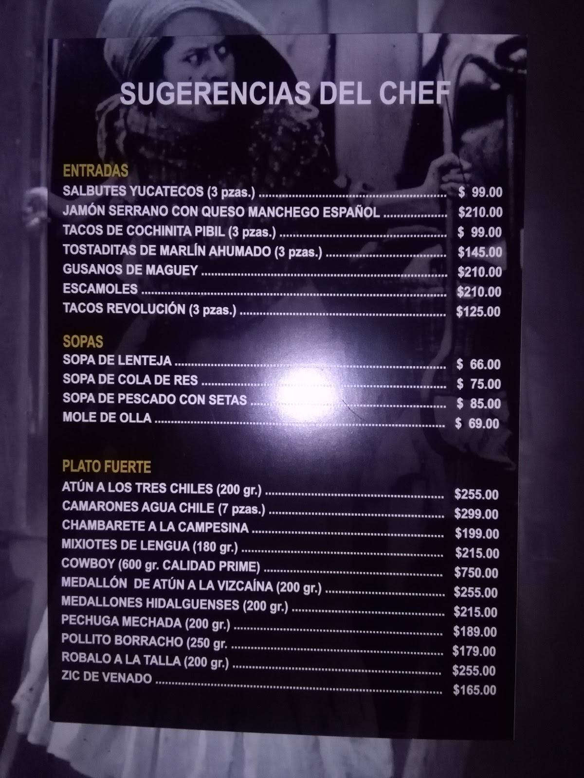 Menu at La Soldadera pub & bar, Mexico City