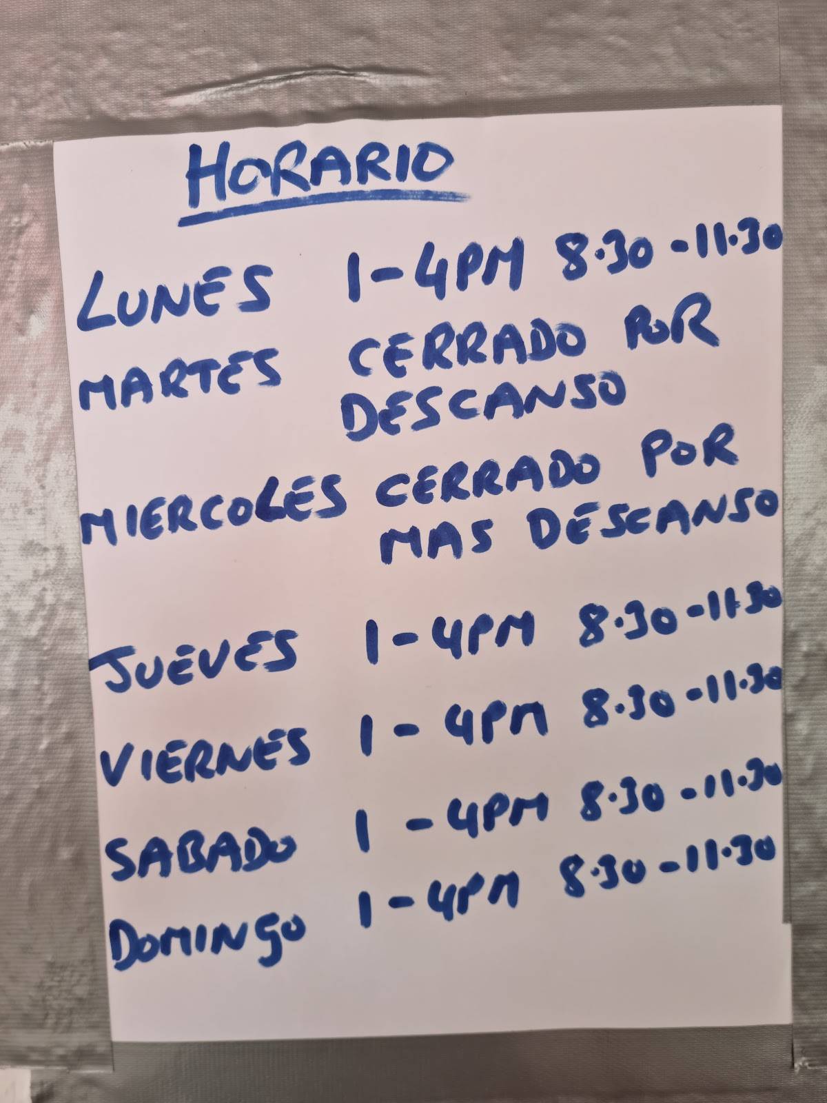 Menu at La Tasca di Carlo restaurant, Aguadulce