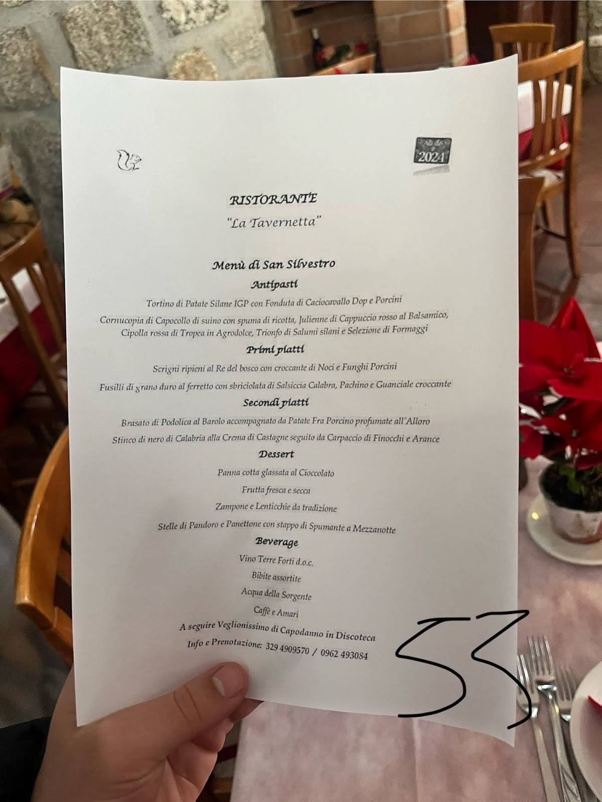 Menu da La Tavernetta ristorante, Caprara