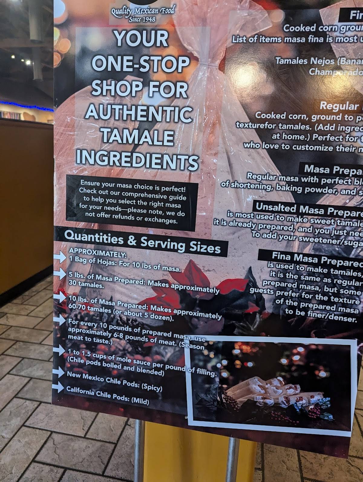 Menu at La Tolteca restaurant, Azusa