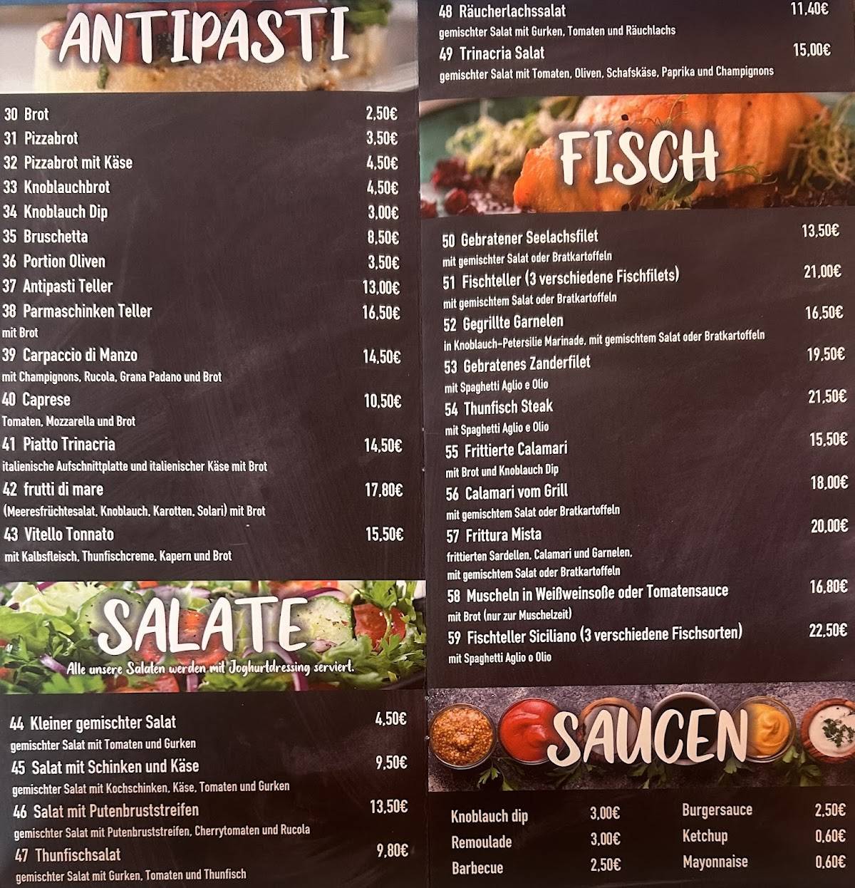 Speisekarte von La Trinacria Bistro restaurant, Büsum