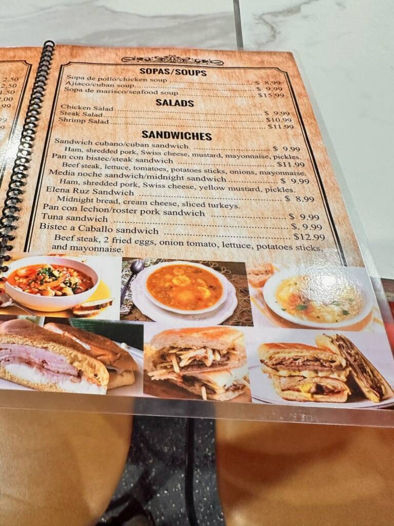 Menu at La esquina cubana restaurant, Americus