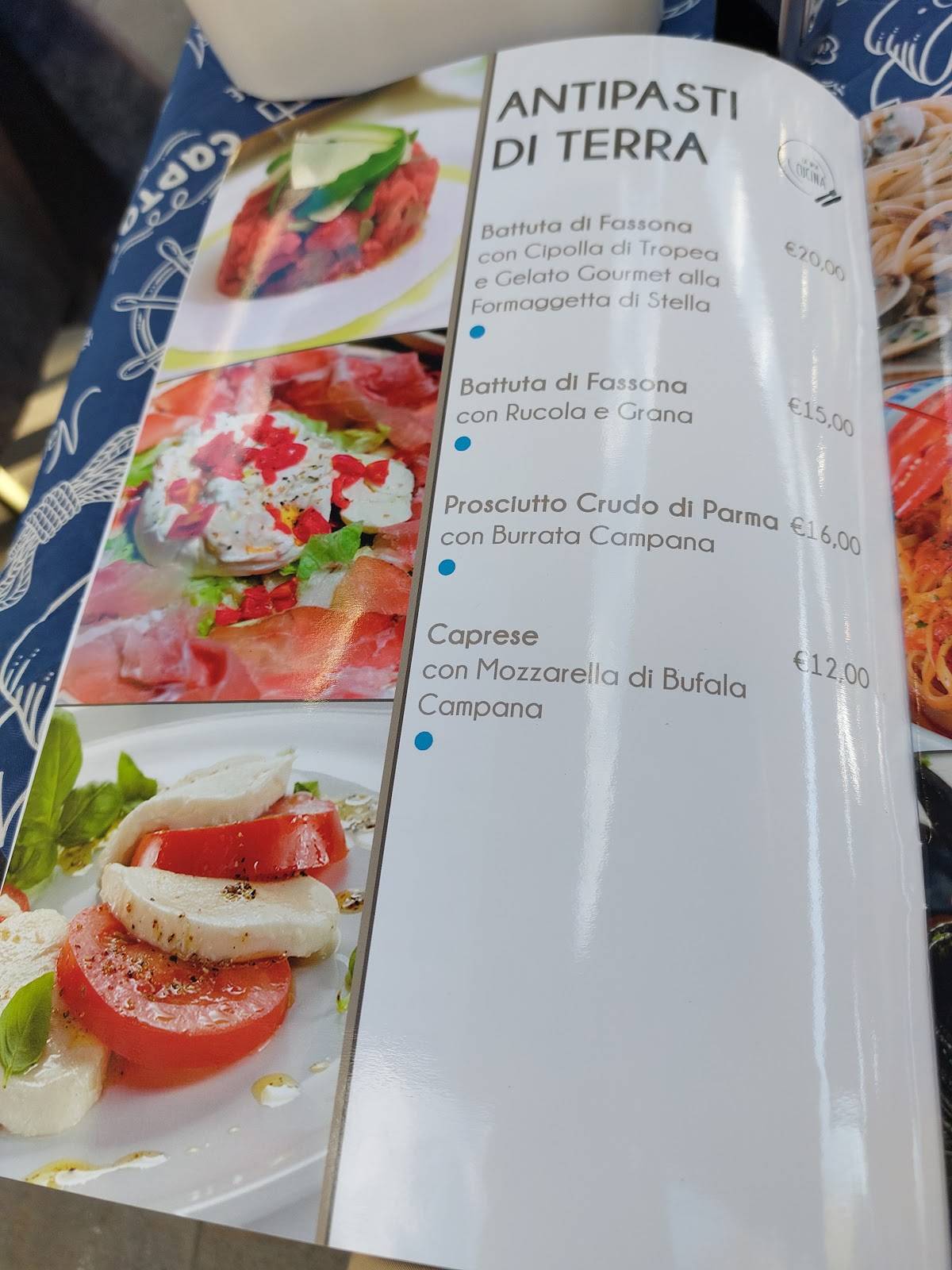 Menu da La mia cucina ristorante, Varazze