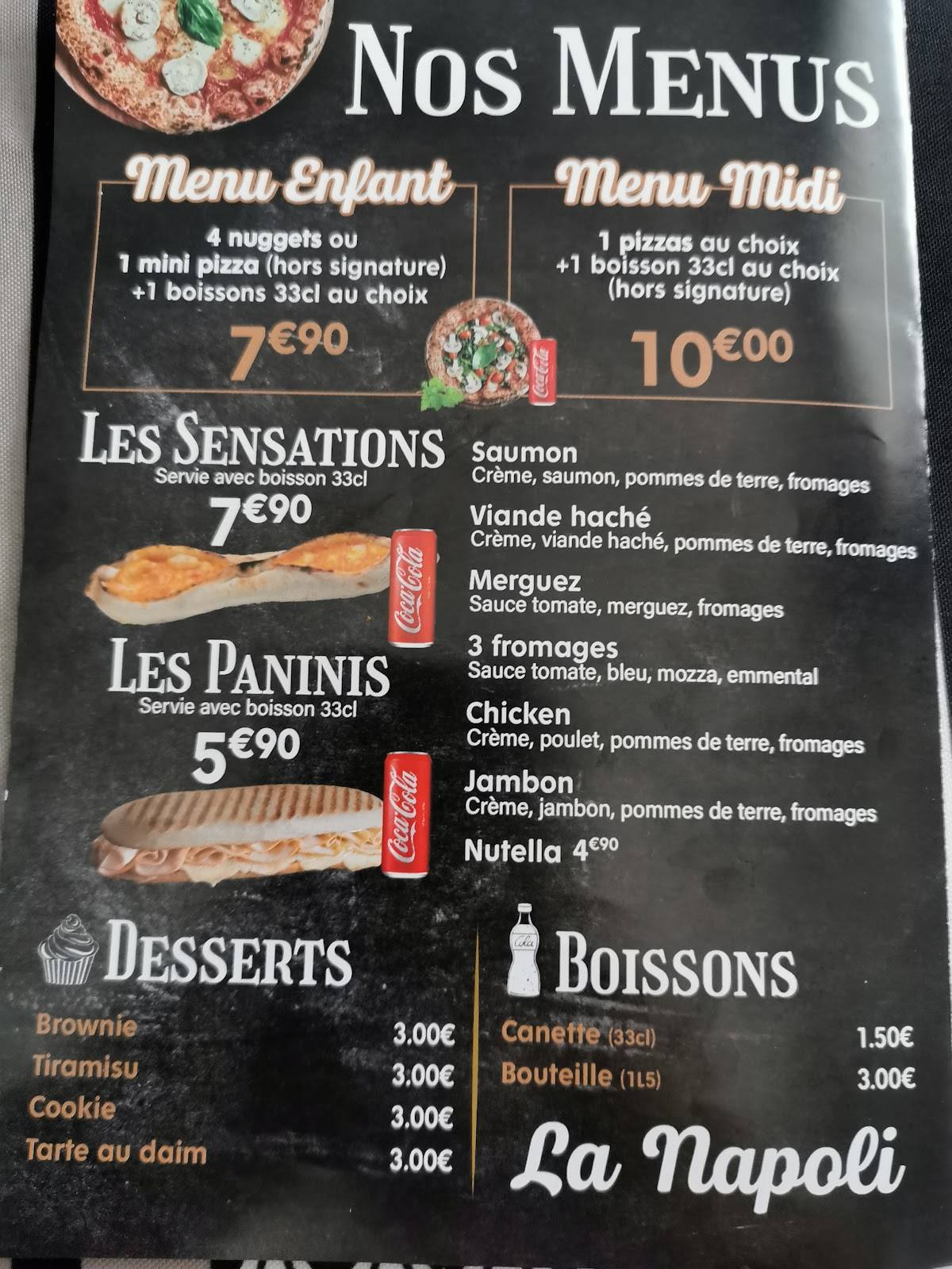Menu au La napoli restaurant, Andeville