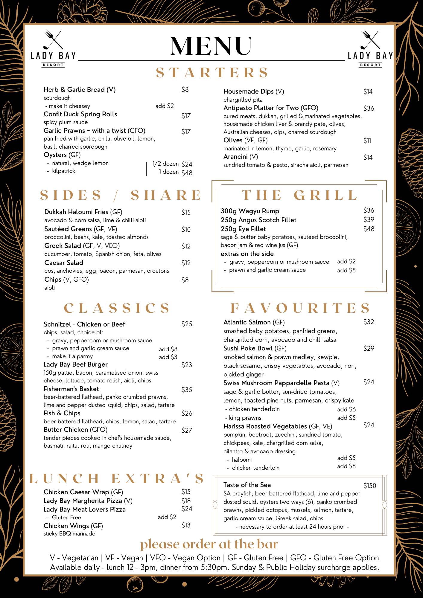 Menu at Lady Bay Resort Bar & Restaurant, Normanville