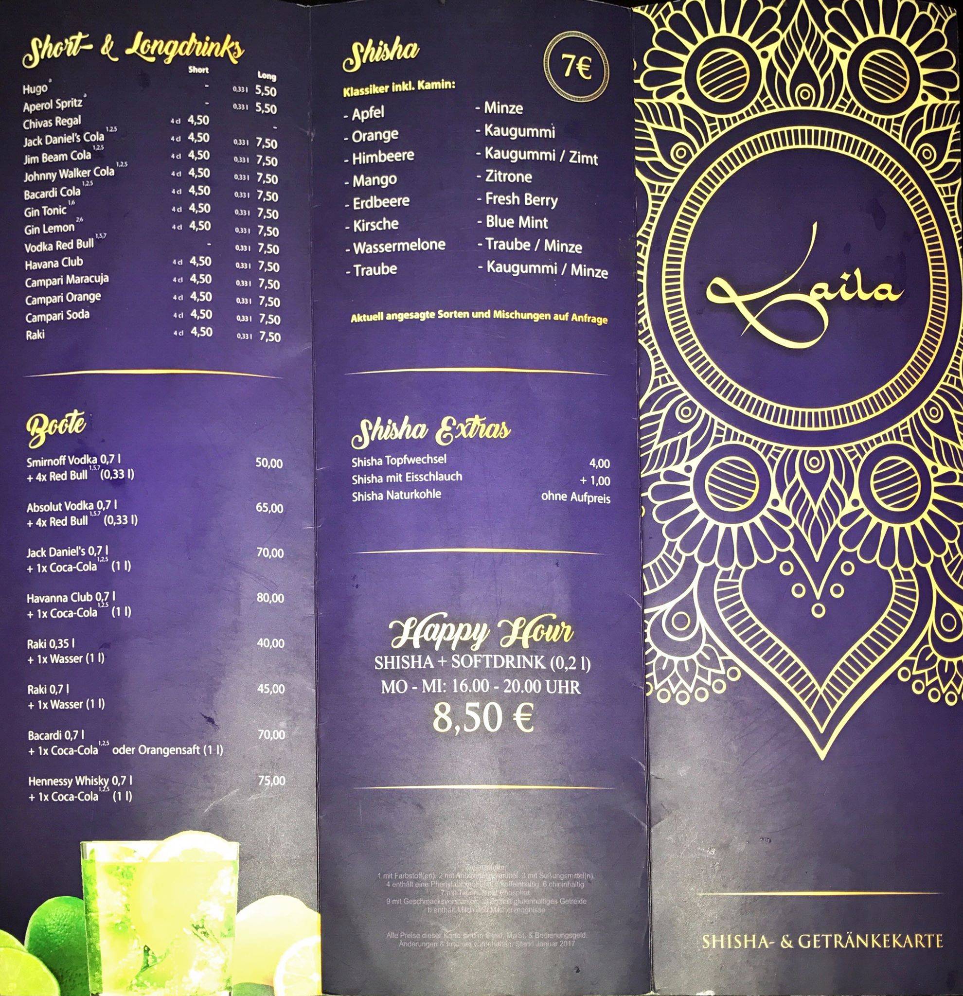 Speisekarte von Laila pub & Bar, Nürnberg