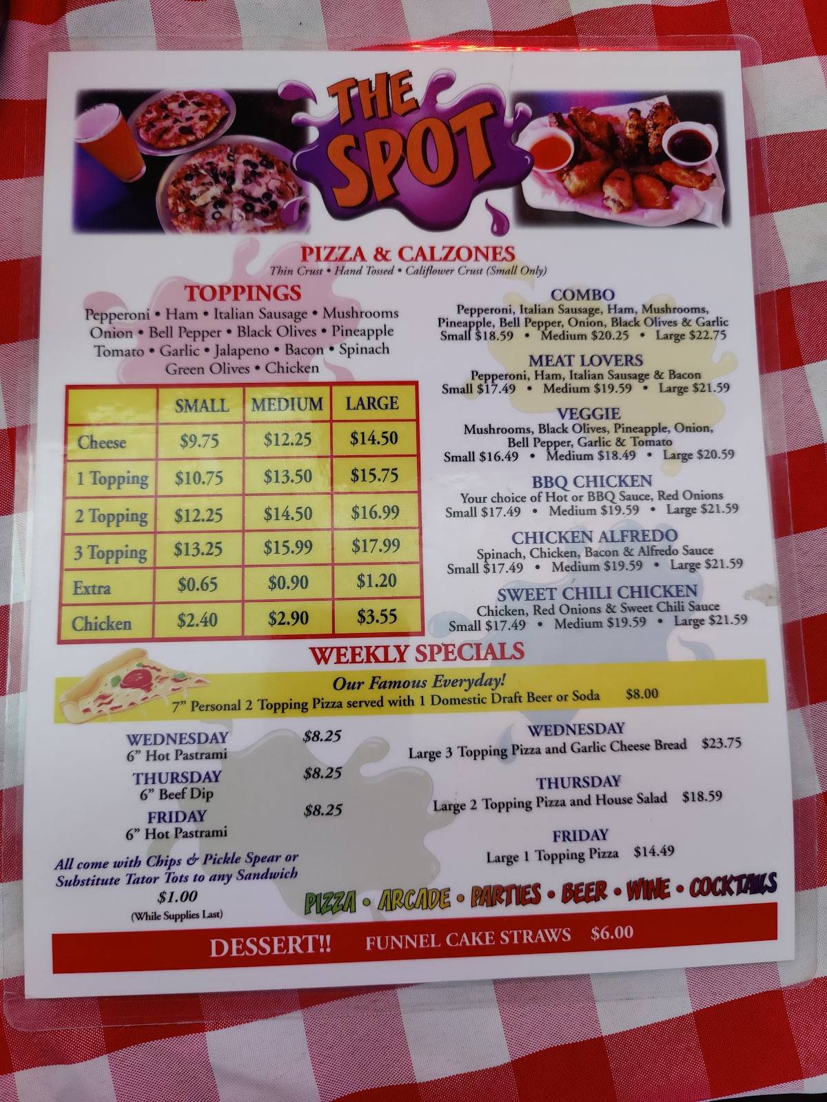 Menu at The Spot pub & bar, Lake Havasu City