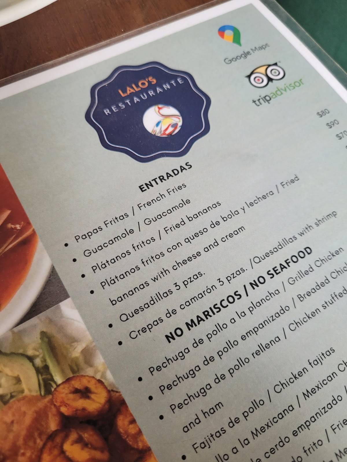 Carta de Lalo's Restaurant, Mexico