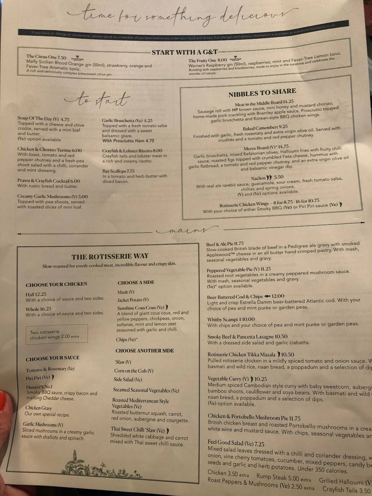 Menu at Landing Light pub & bar, Weston-super-Mare, 2 Beaufighter Road