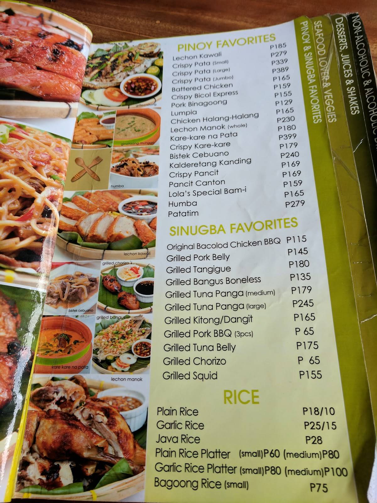 Menu at Lantaw Native Restaurant, Dumaguete, EJ Blanco Drive