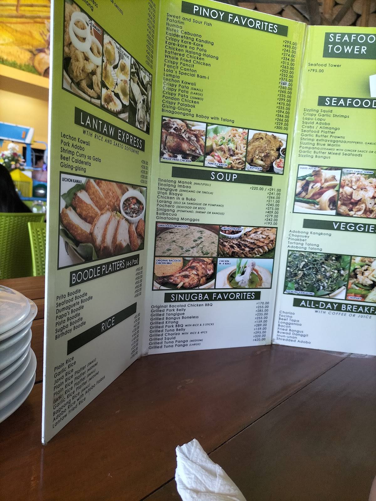 Menu at Lantaw Native Restaurant, Dumaguete, EJ Blanco Drive