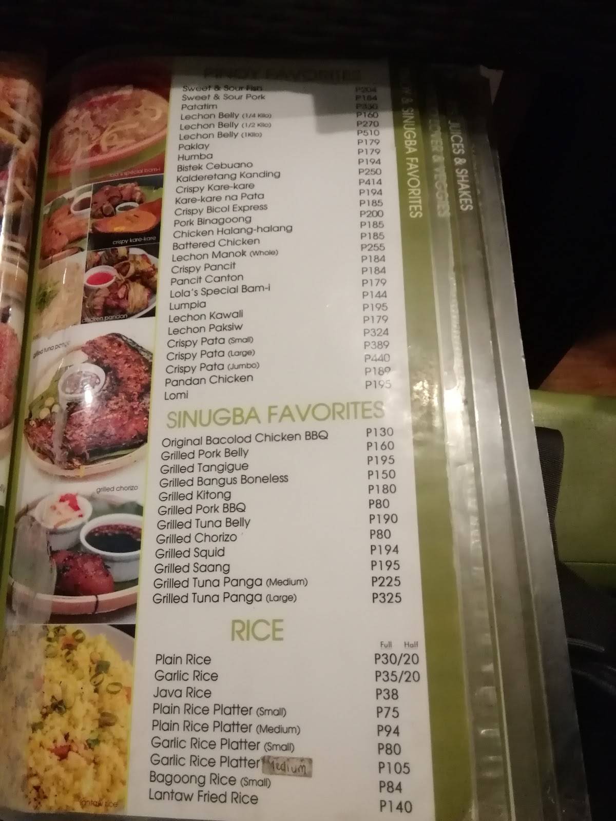 Menu at Lantaw Native Restaurant, Dumaguete, EJ Blanco Drive
