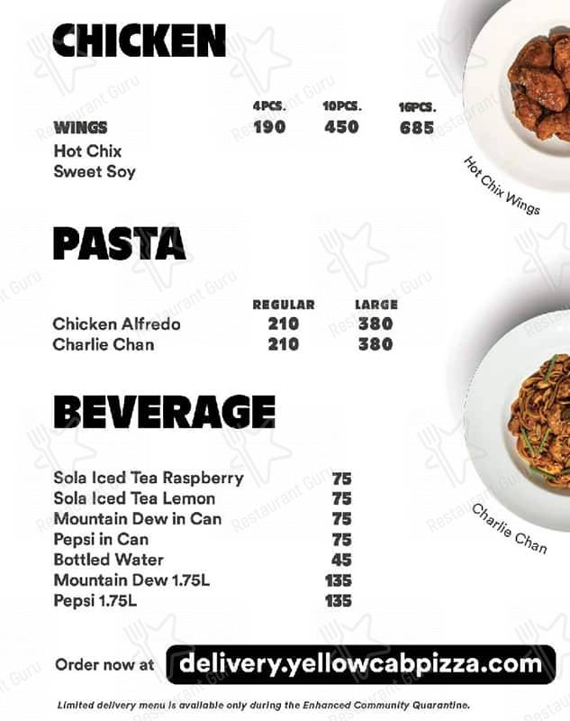 Menu at Yellow Cab Pizza Co., Lapu-Lapu City, Mactan Town Center