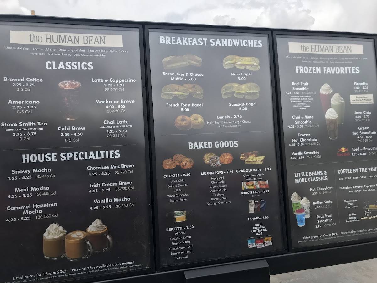 Menu at The Human Bean, Laramie