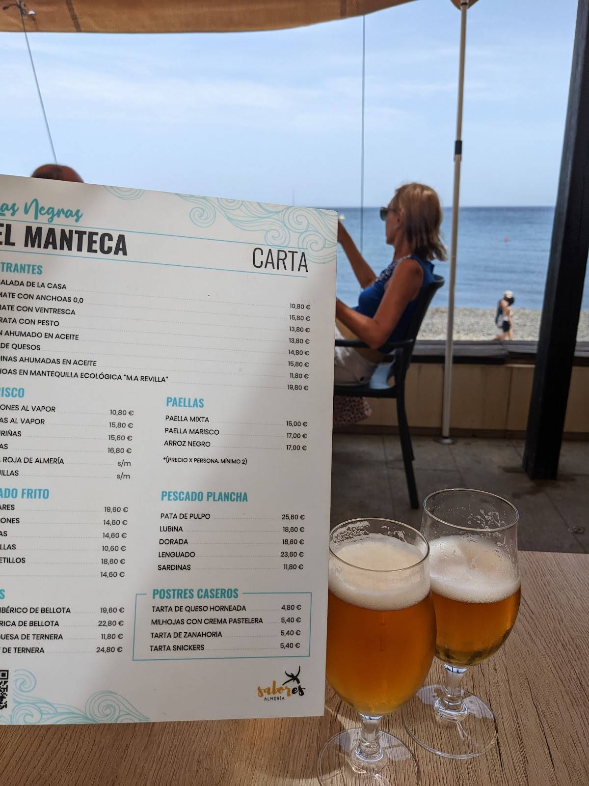 Carta de Restaurante El Manteca, Las Negras