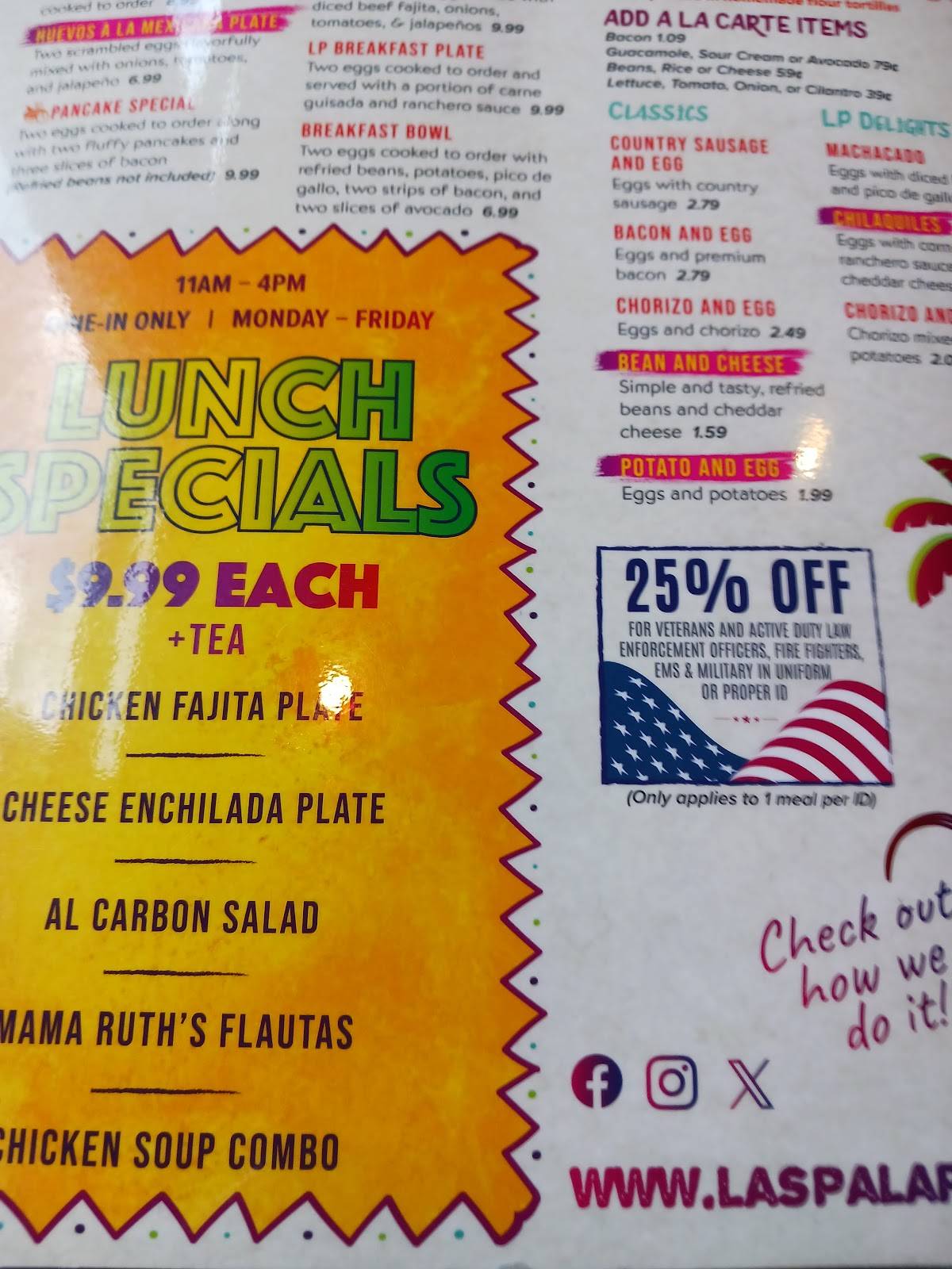 Menu at Las Palapas - Potranco and 151 restaurant, San Antonio, TX-151
