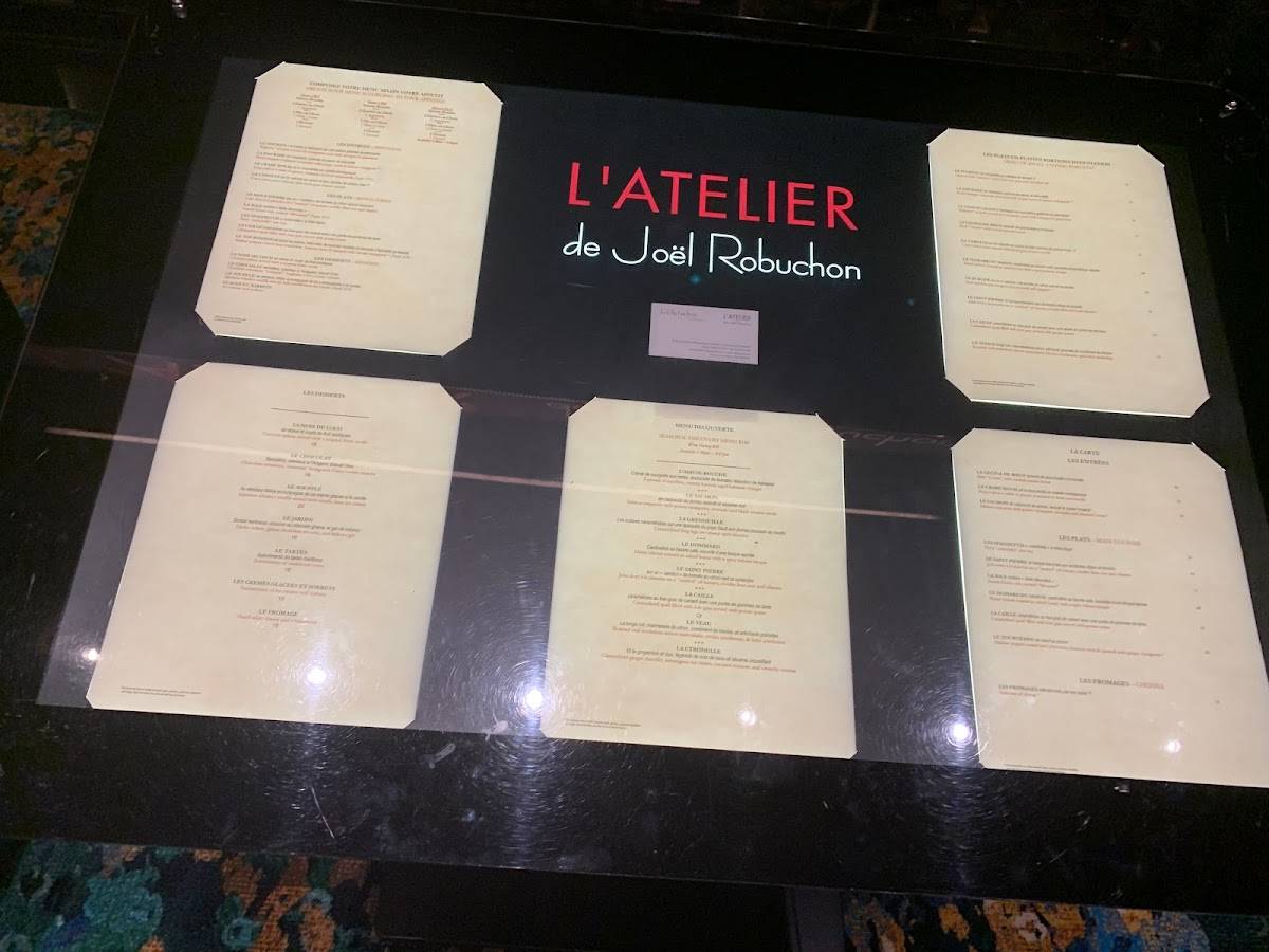 Menu at L'Atelier restaurant, Las Vegas