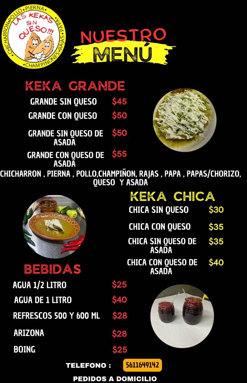 Menu at Las kekas sin queso restaurant, Guadalajara