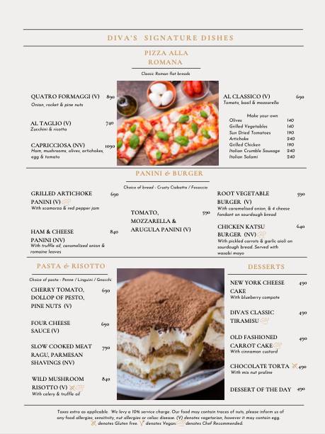 Menu at Latitude 28, New Delhi