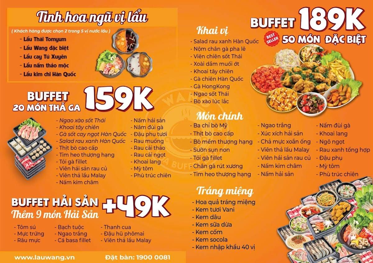 Menu at Lẩu Wang - Vua Buffet Lẩu - LK01 Lô 8 Ngõ 67 Phùng Khoang ...