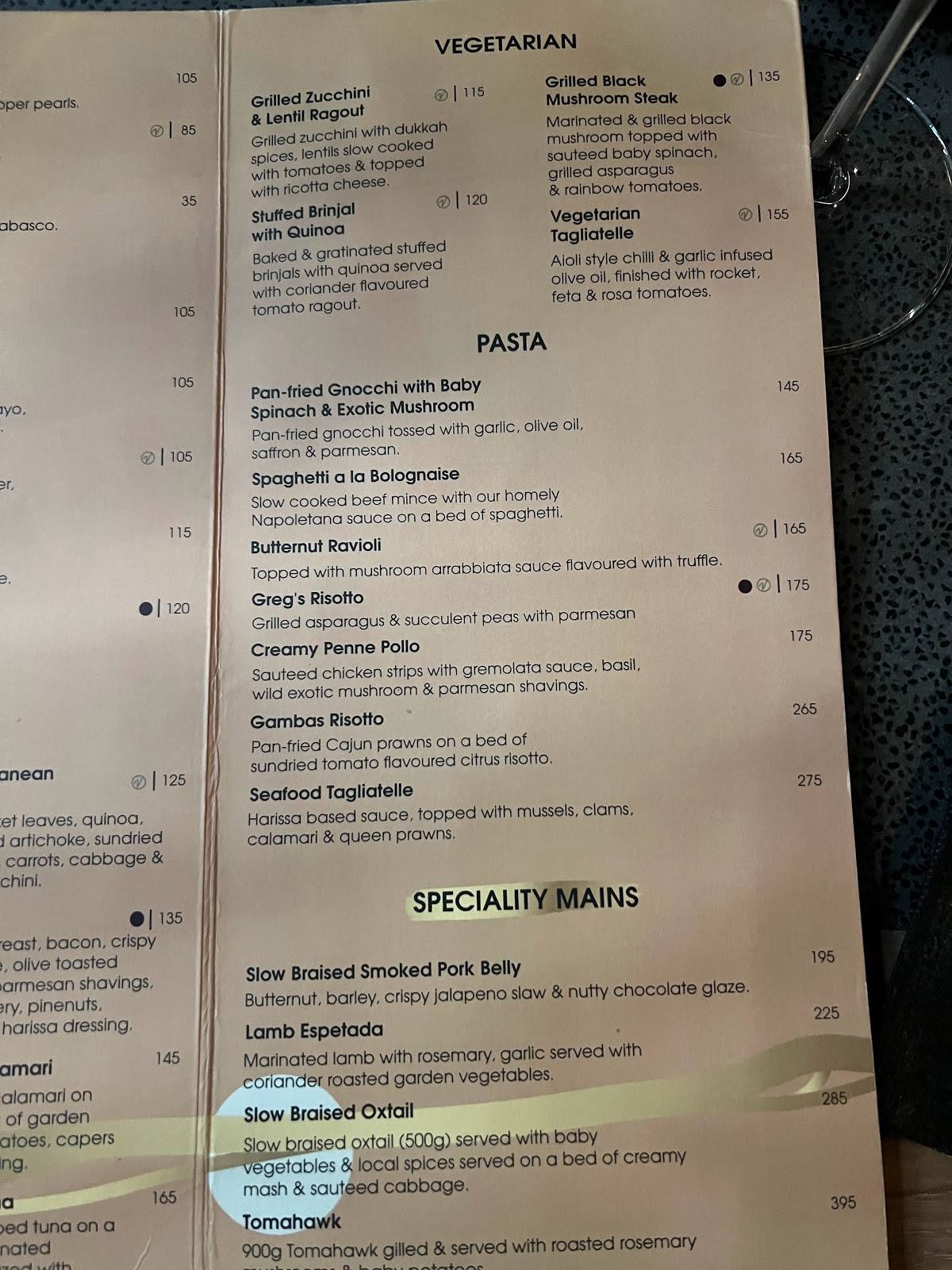 Menu at Lava Lounge restaurant, Roodepoort