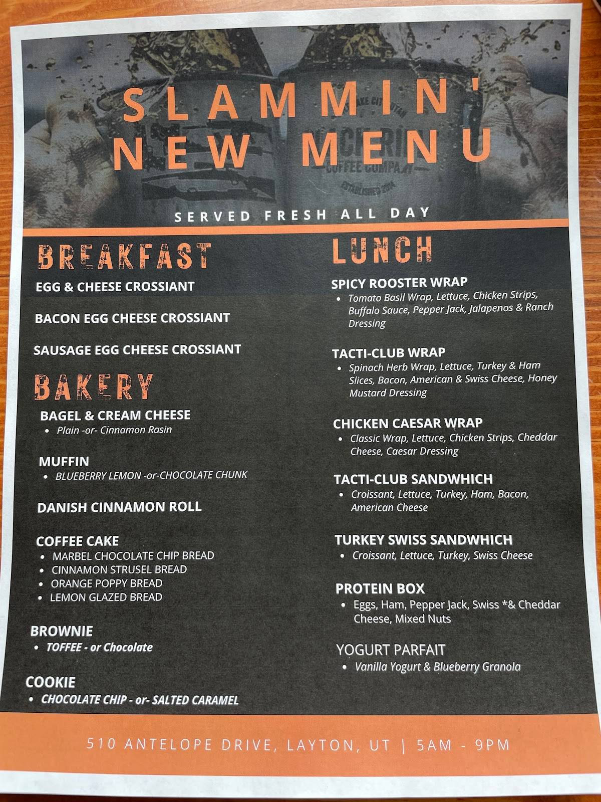 Menu at Black Rifle Coffee Company, Layton
