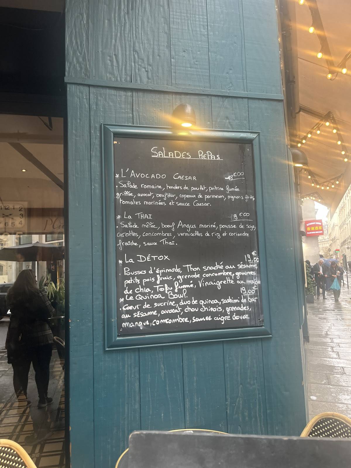 Menu at Le Café Plume, Paris, 164 Rue Saint-Honoré